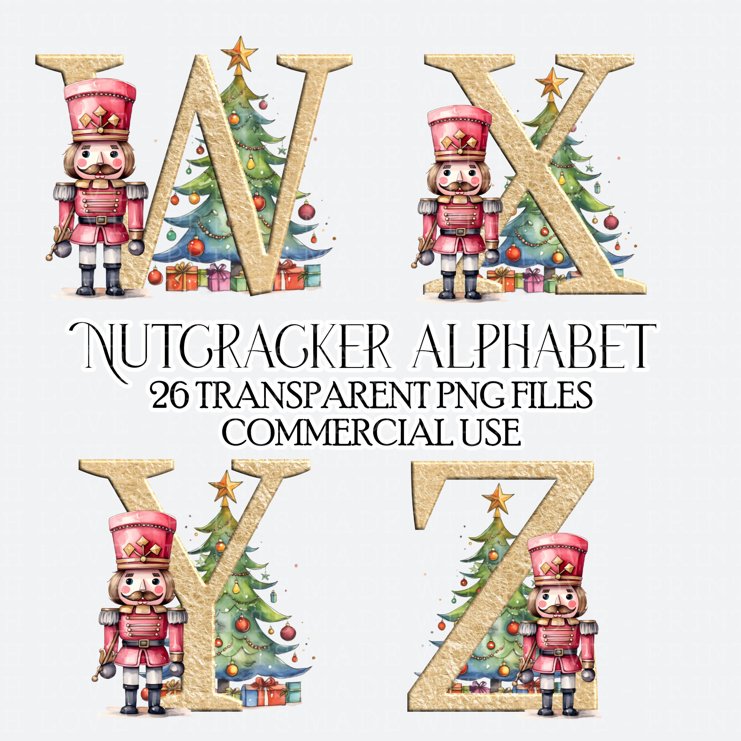 Christmas Nutcracker Alphabet PNG Files, Festive Card Making (digital ...