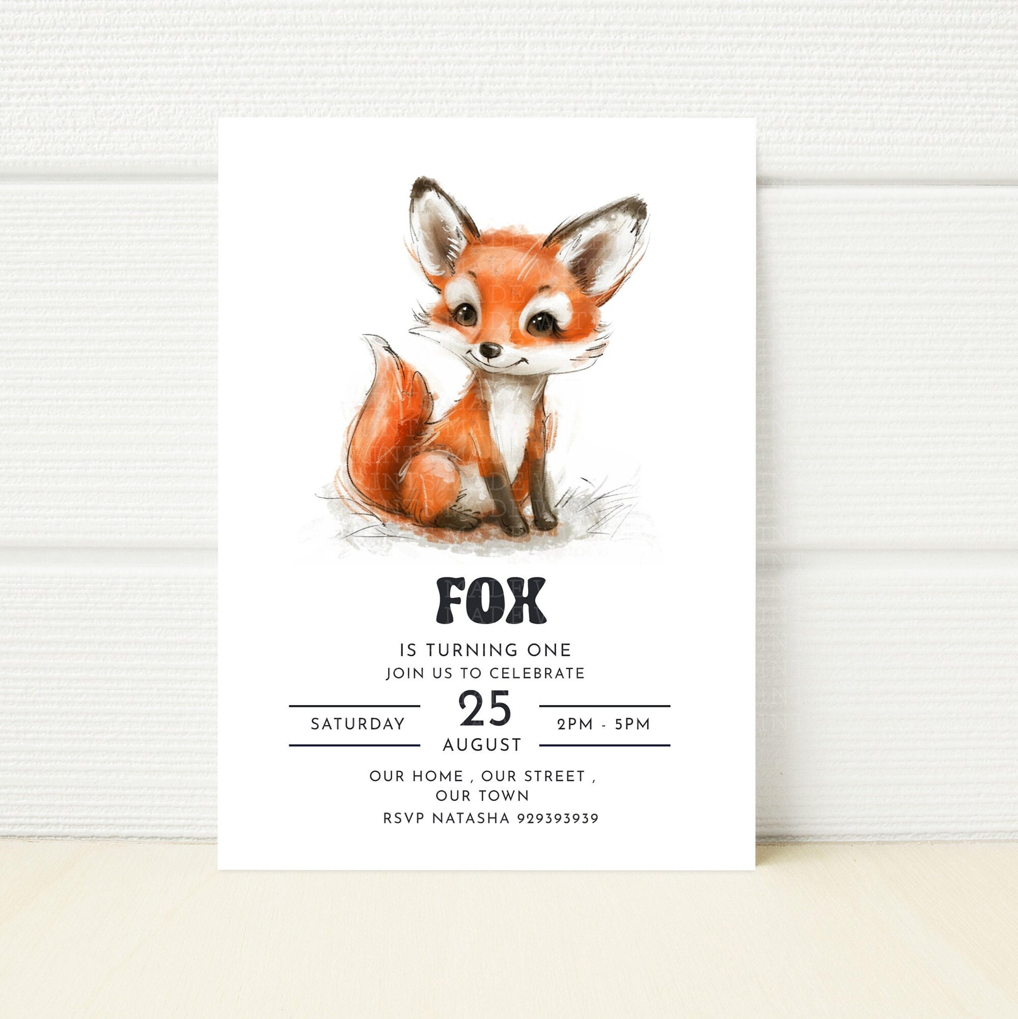 Fox Birthday Party Invite Template Invitation Editable Digital E Invite ...