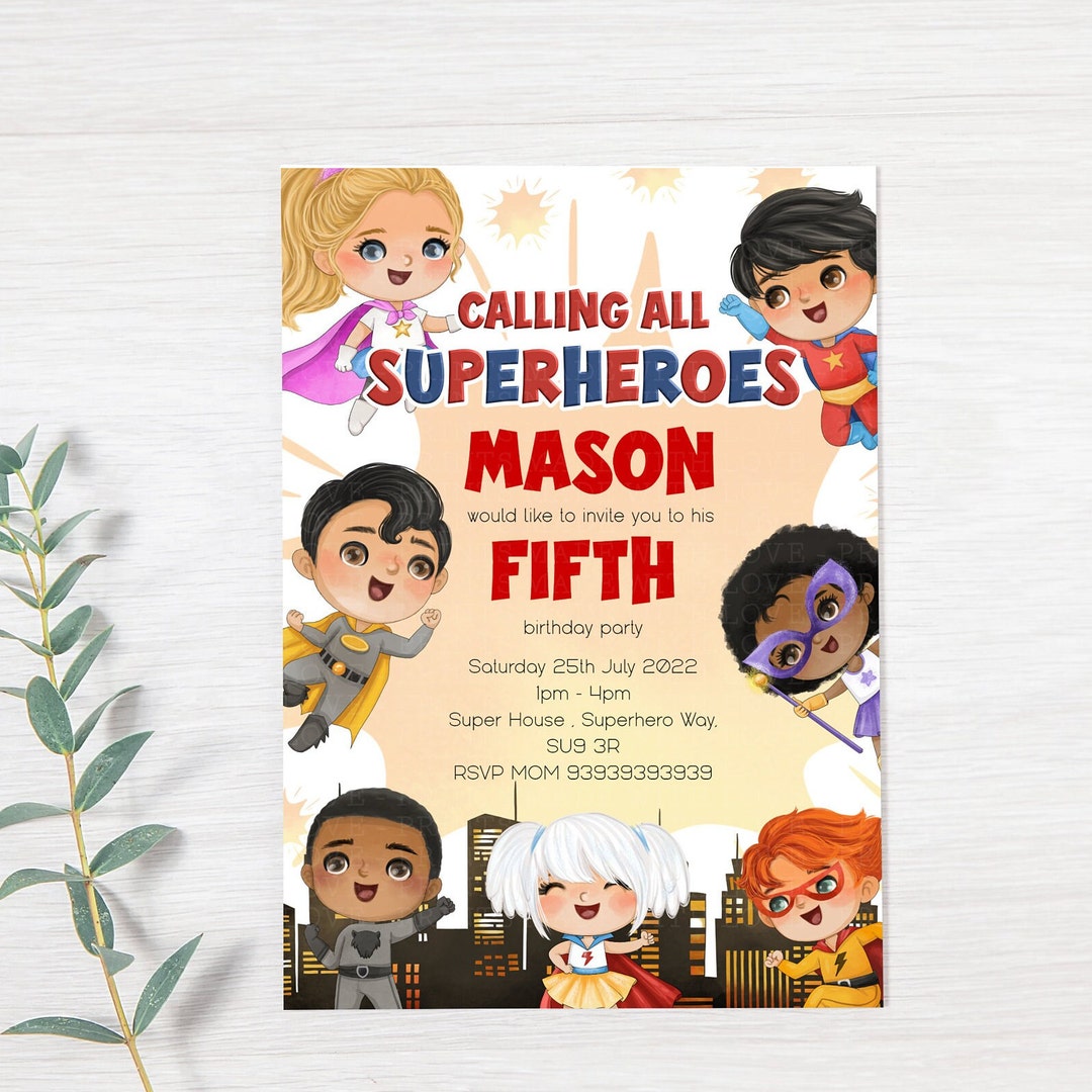 Superhero Party Invitation Template | Super Party | Editable Party ...