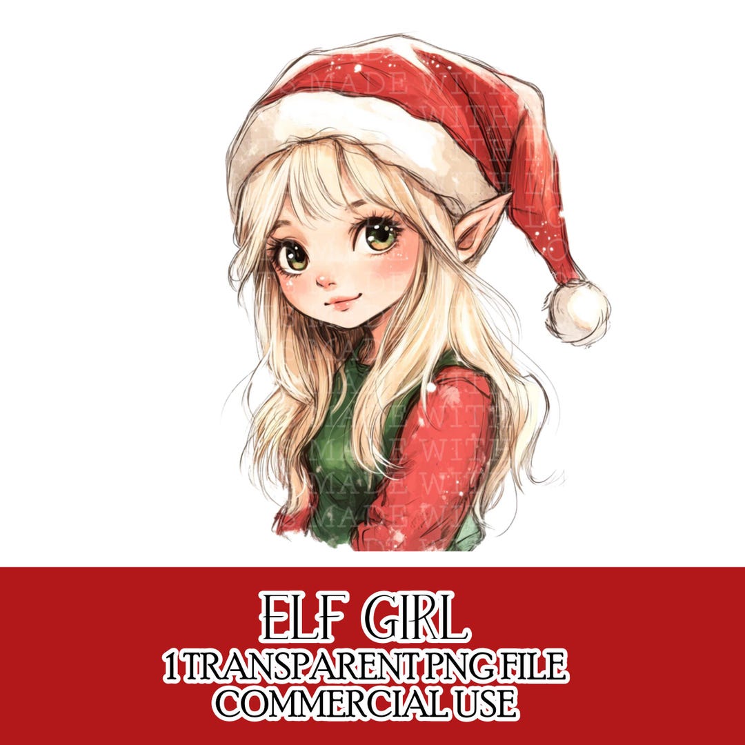 Blonde Elf Girl Clipart Digital File Christmas Crafts Card Making ...