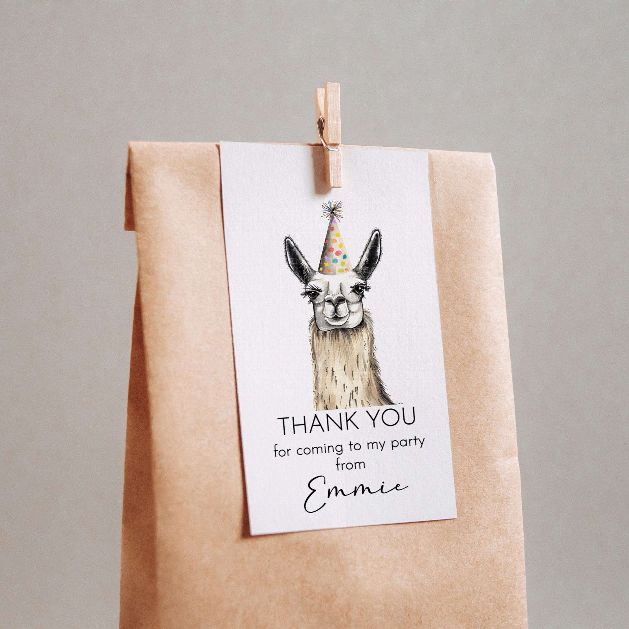 Editable Llama Birthday Party Thank You for Coming Tag Farm Party Tag ...