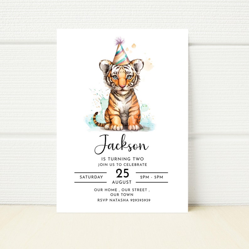 Tiger Birthday Invitation, Wild Jungle Party (digital) - Etsy