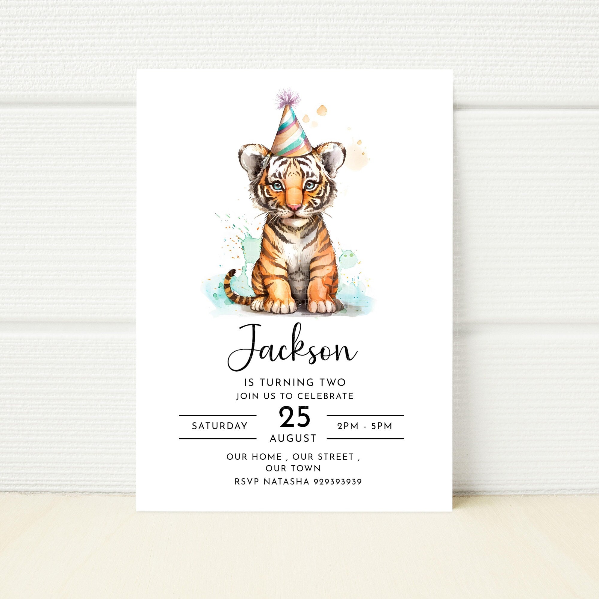 Editable Tiger Birthday Party Invitation Wild Party Zoo Jungle Safari ...