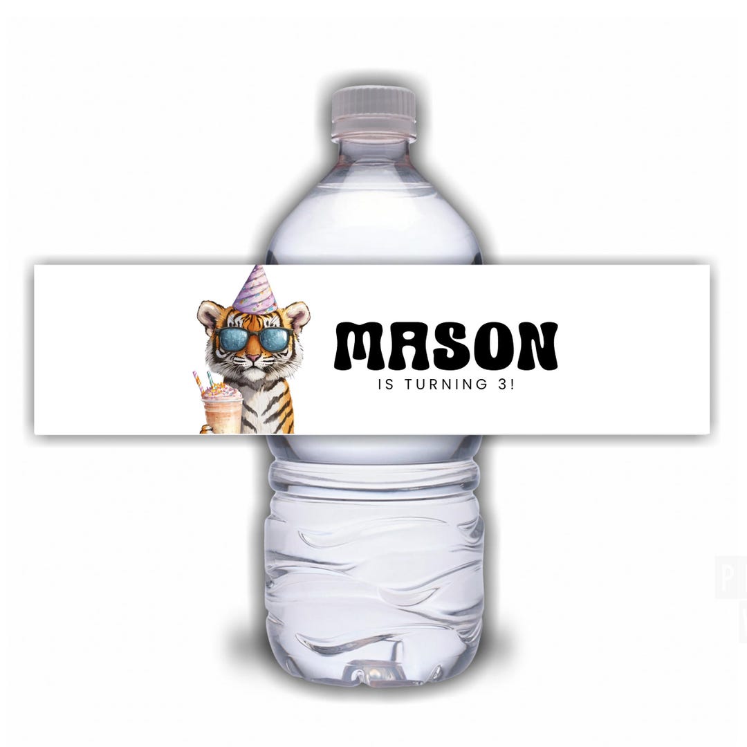 Tiger Milkshake Water Bottle Template Wild Party Printable Digital ...