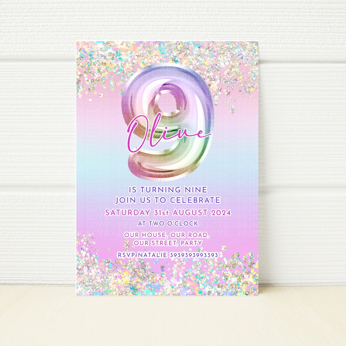 Editable 9th Birthday Party Invitation Printable Template Digital ...