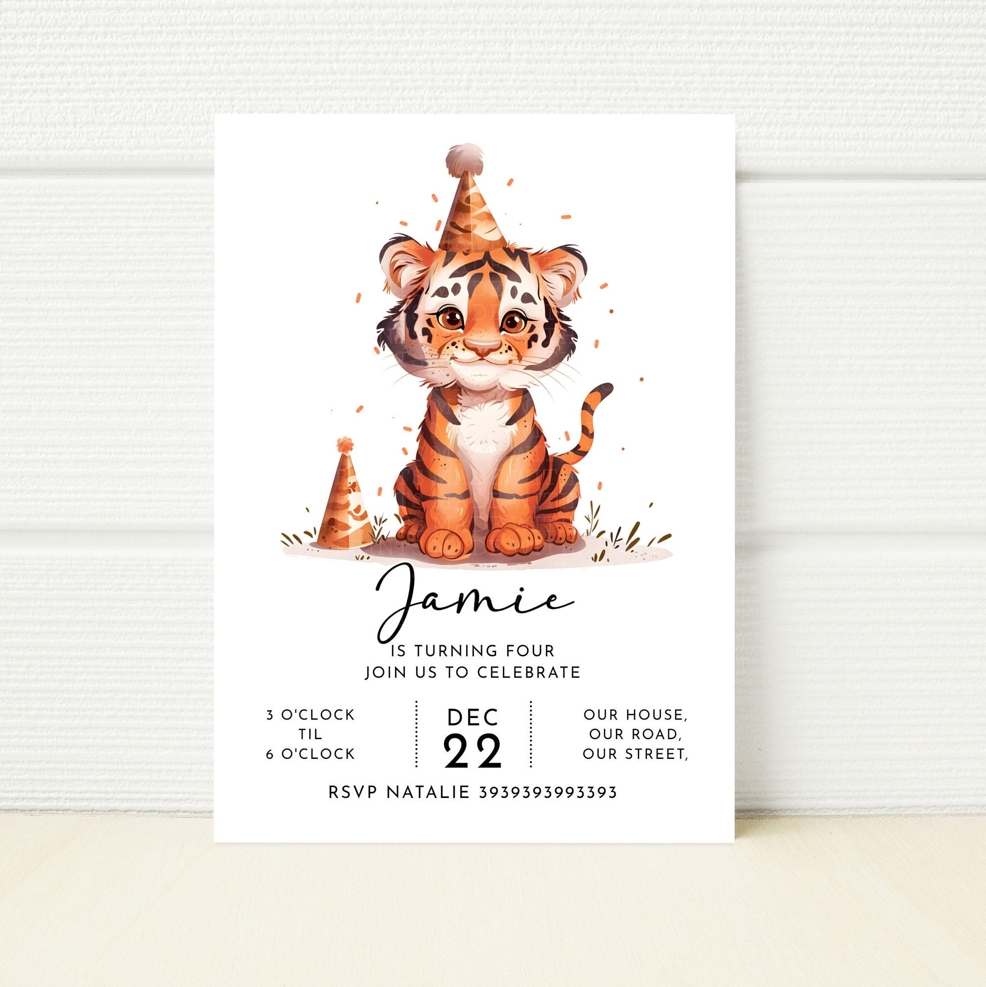 Tiger Birthday Invitation, Minimalist Safari Invite (digital Download ...