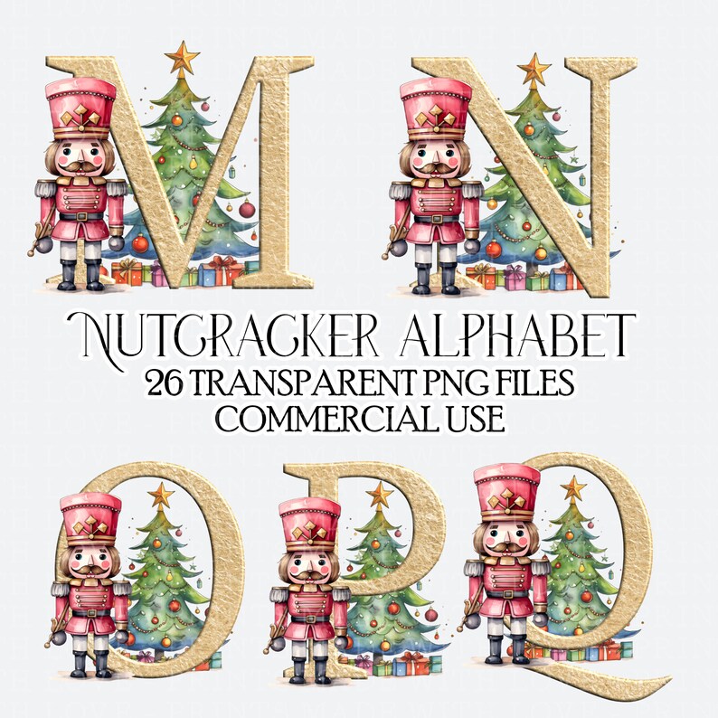 Christmas Nutcracker Alphabet Digital Files Festive Card Making Designs Badge Making Hair Bow ...