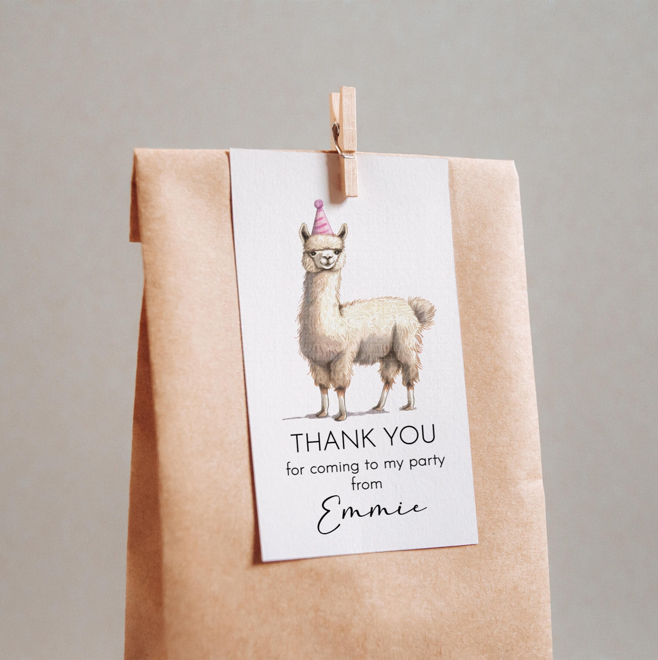 Editable Alpaca Birthday Thank You Tag, Farm Party Favor (digital DIY ...