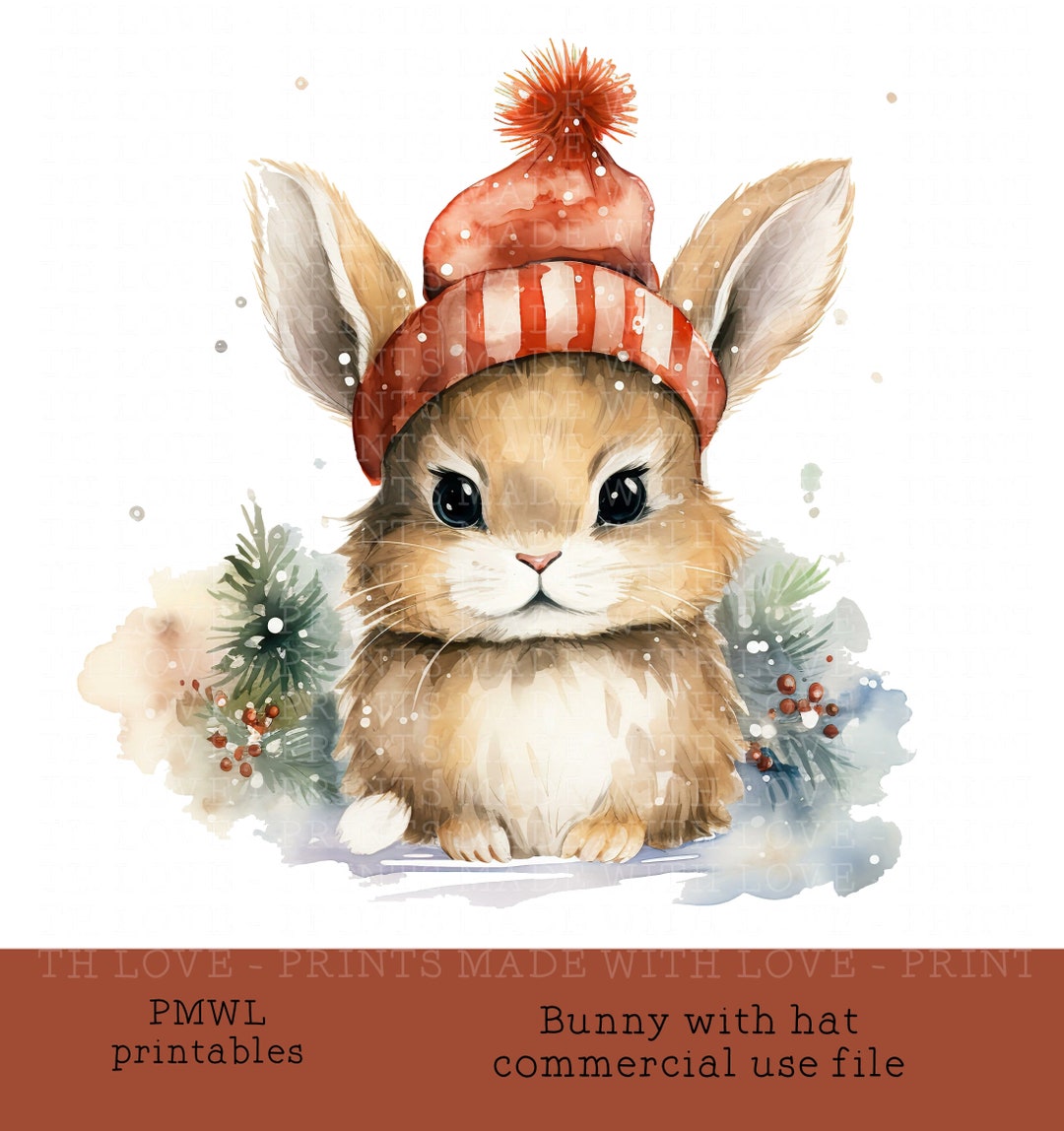 Winter Rabbit Bunny Christmas Clipart Bunny Festive Image Sublimation ...