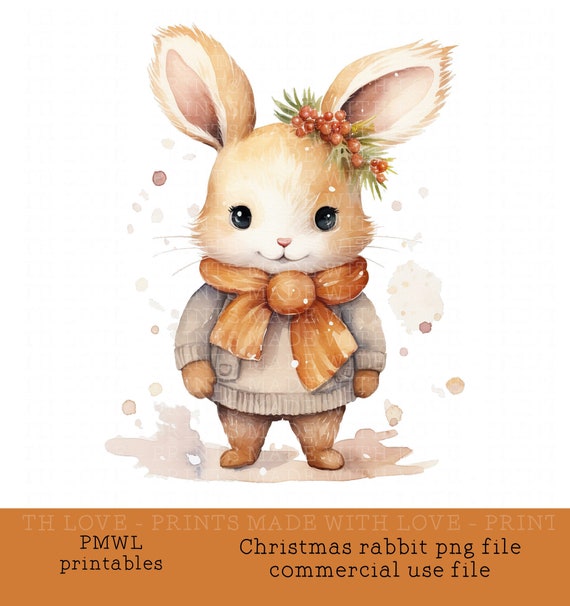 Christmas Rabbit Clipart Christmas Bunny Clipart Bundle | Rabbit
