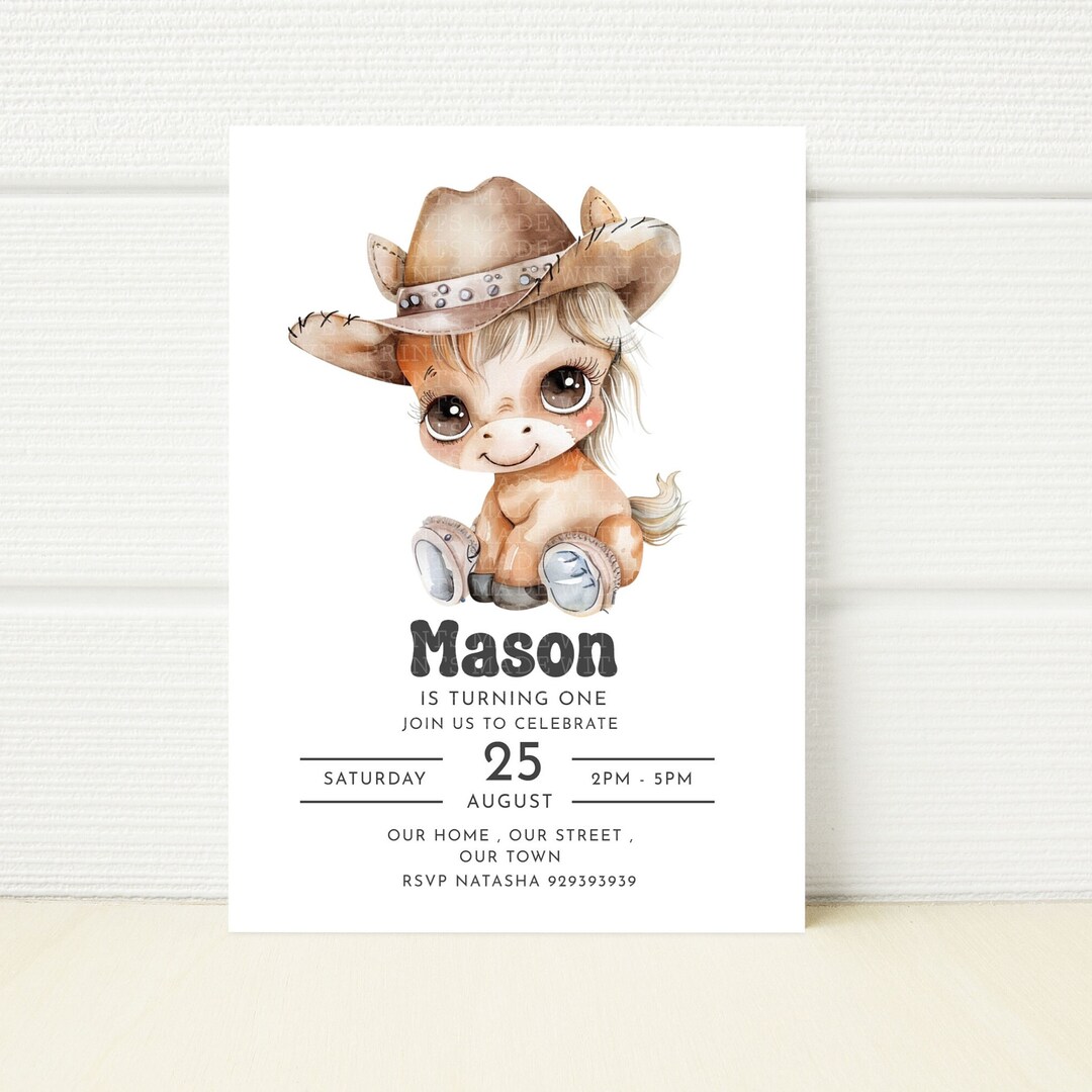 Cowboy Pony Birthday Invitation, Ranch Farm Party (digital) - Etsy