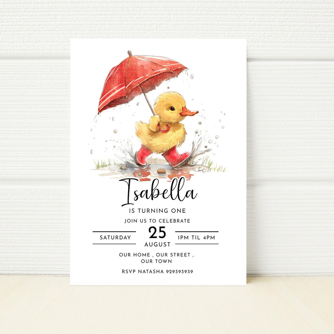 Duck Birthday Invitation Editable Printable Invite Cute Baby Duck ...