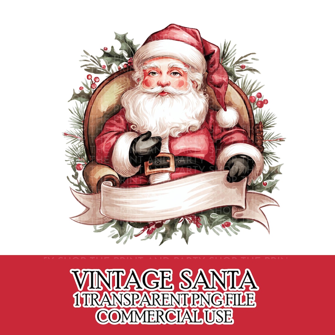 Vintage Retro Santa PNG Image Sublimation Design Christmas Crafting ...