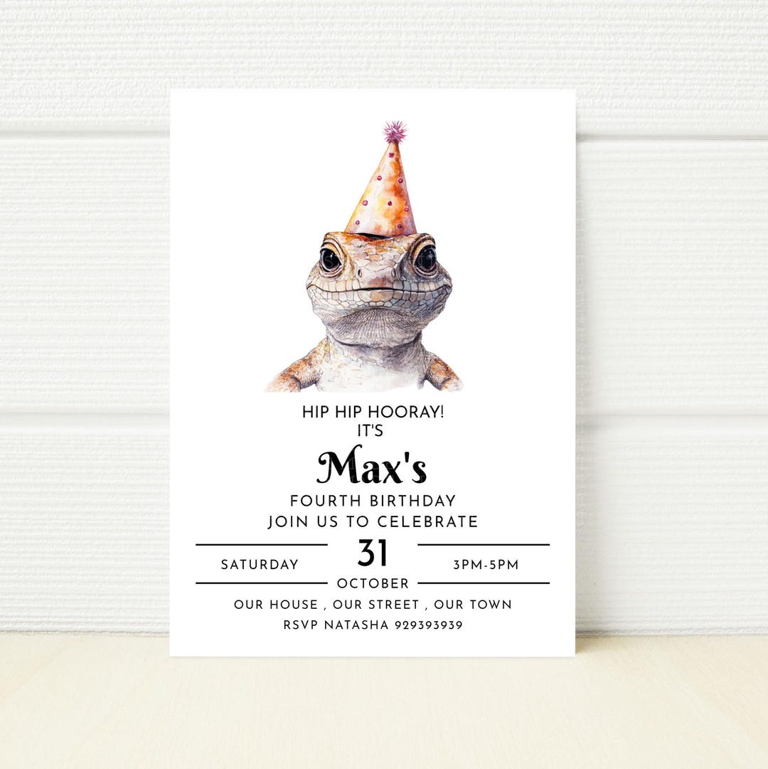 Lizard Birthday Party Invitation Invite Birthday Printable Digital ...