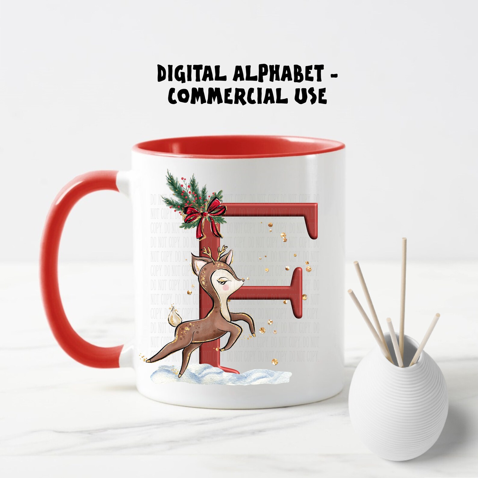 Christmas Digital Alphabet , Reindeer Alphabet , Festive , Png Files ...