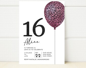 Sixteen Sweet 16 Birthday Party Invitation Custom Digital Download ...
