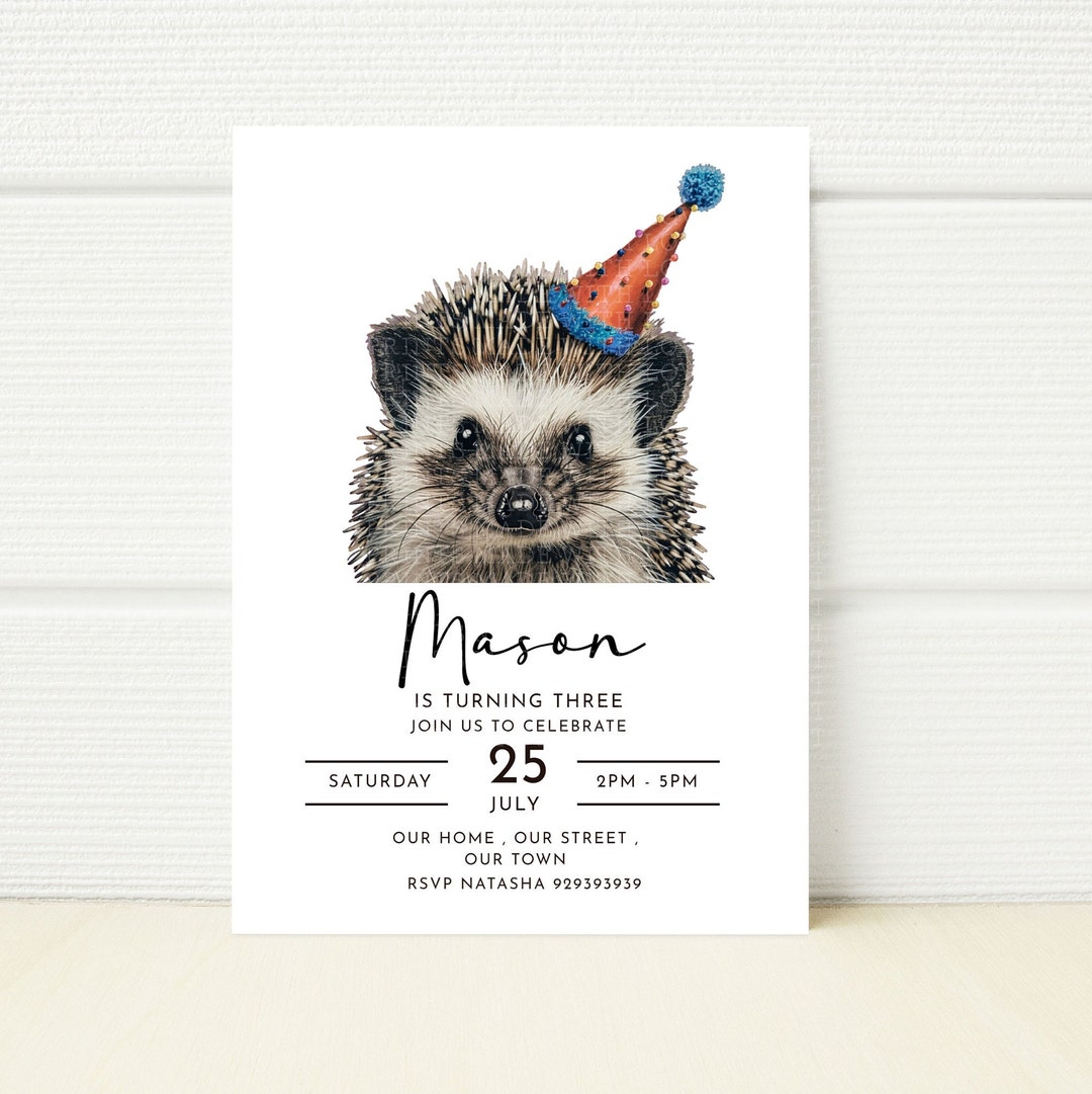 Editable Hedgehog Birthday Party Invite Garden Party Tea Party Phone ...