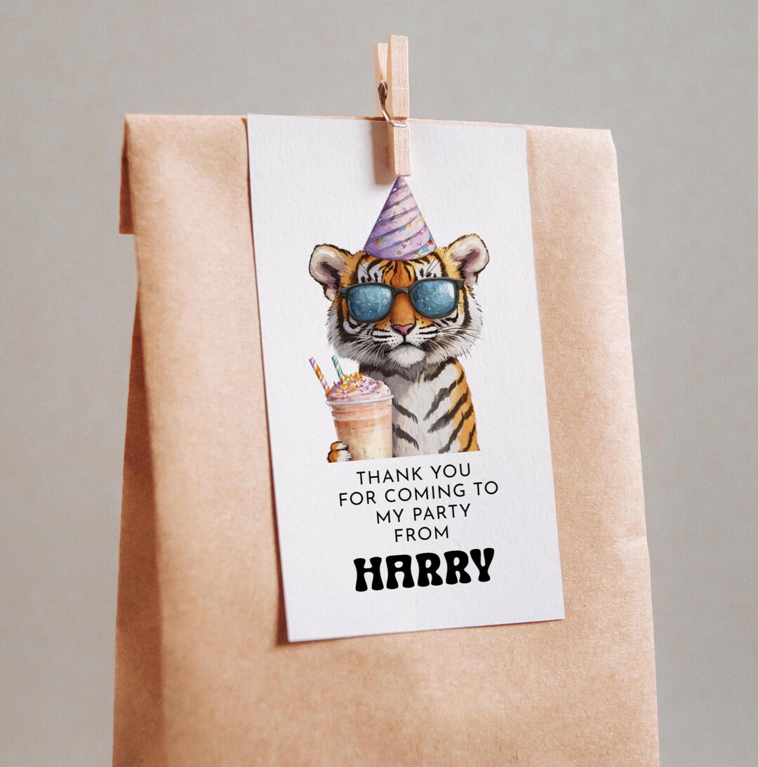 Tiger Birthday Party Thank You for Coming Milkshake Party Gift Tags ...