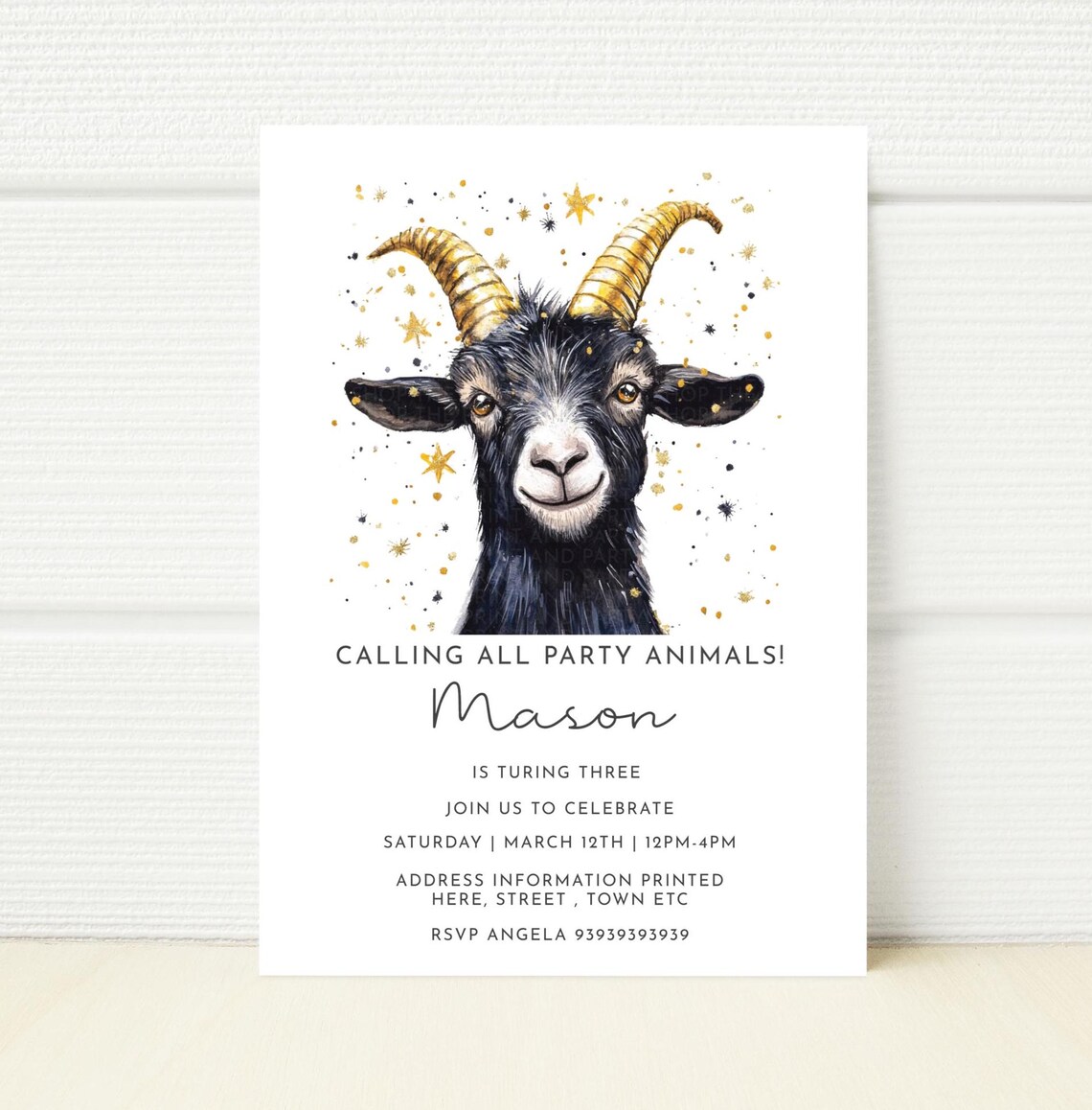 Goat Birthday Party Invitation Editable Template Magician Digital ...