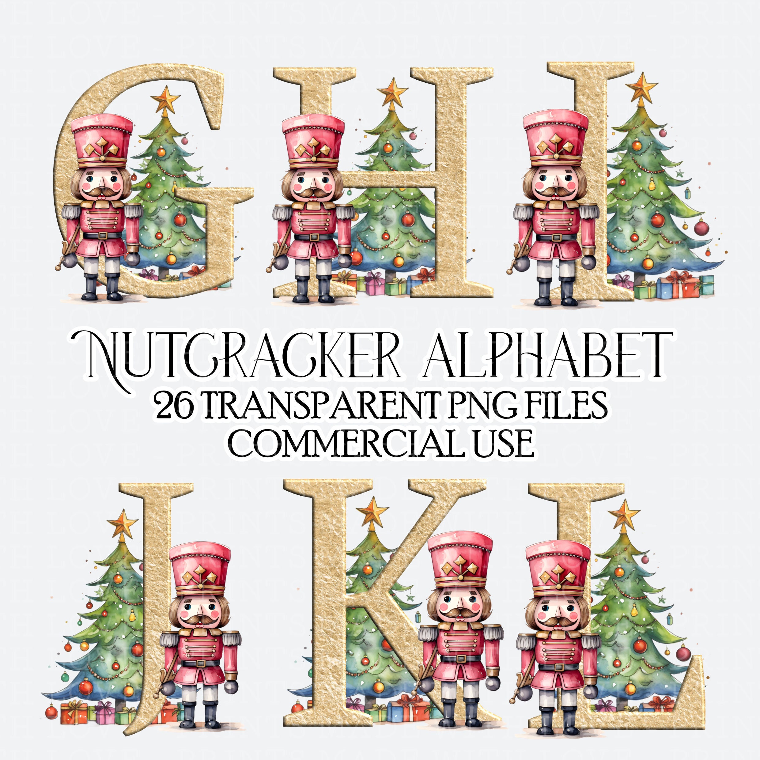 Christmas Nutcracker Alphabet Digital Files Festive Card - Etsy
