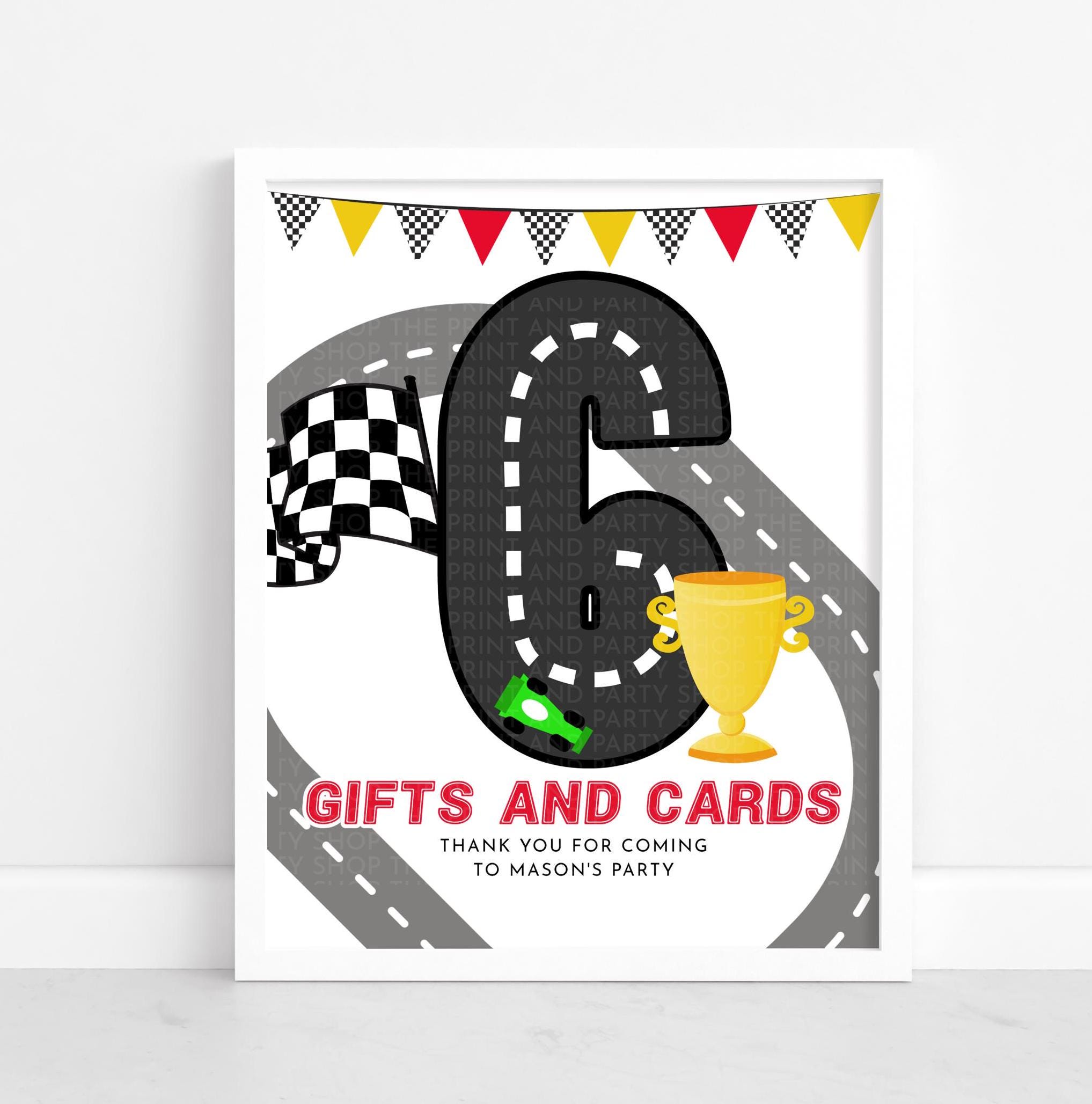 Race Car 6th Birthday Party Signs, Editable Template (digital Download ...