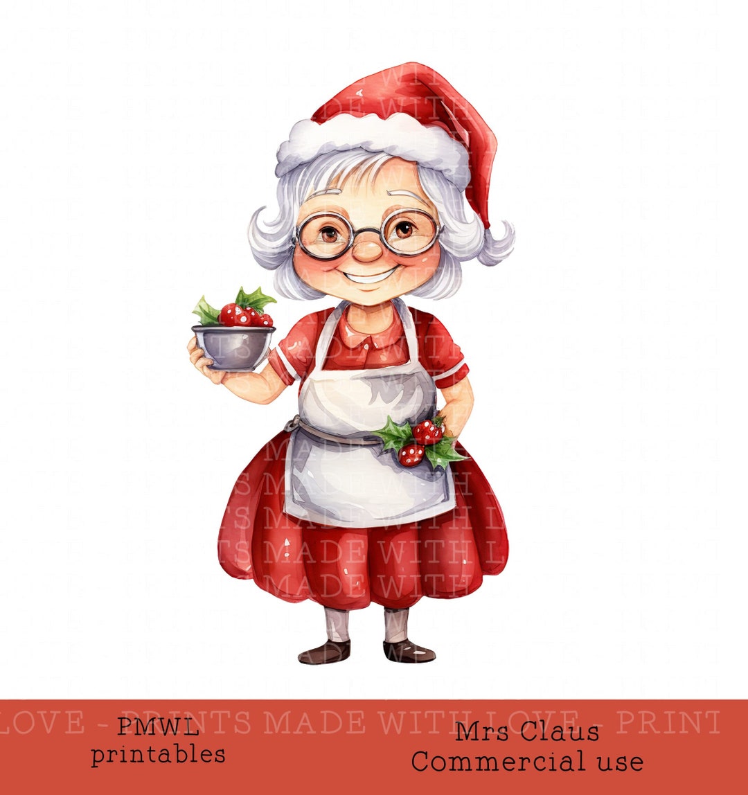 Mrs Claus Clipart Digital File Small Commercial Use Christmas Clipart ...