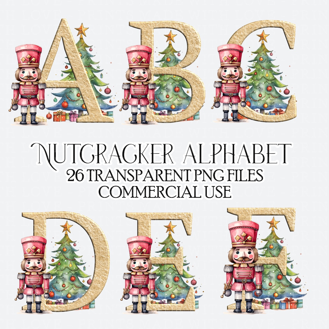 Christmas Nutcracker Alphabet Digital Files Festive Card Making Designs ...