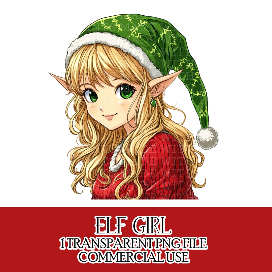 Elf Girl Clipart Digital File Christmas Crafts Card Making Sublimation ...