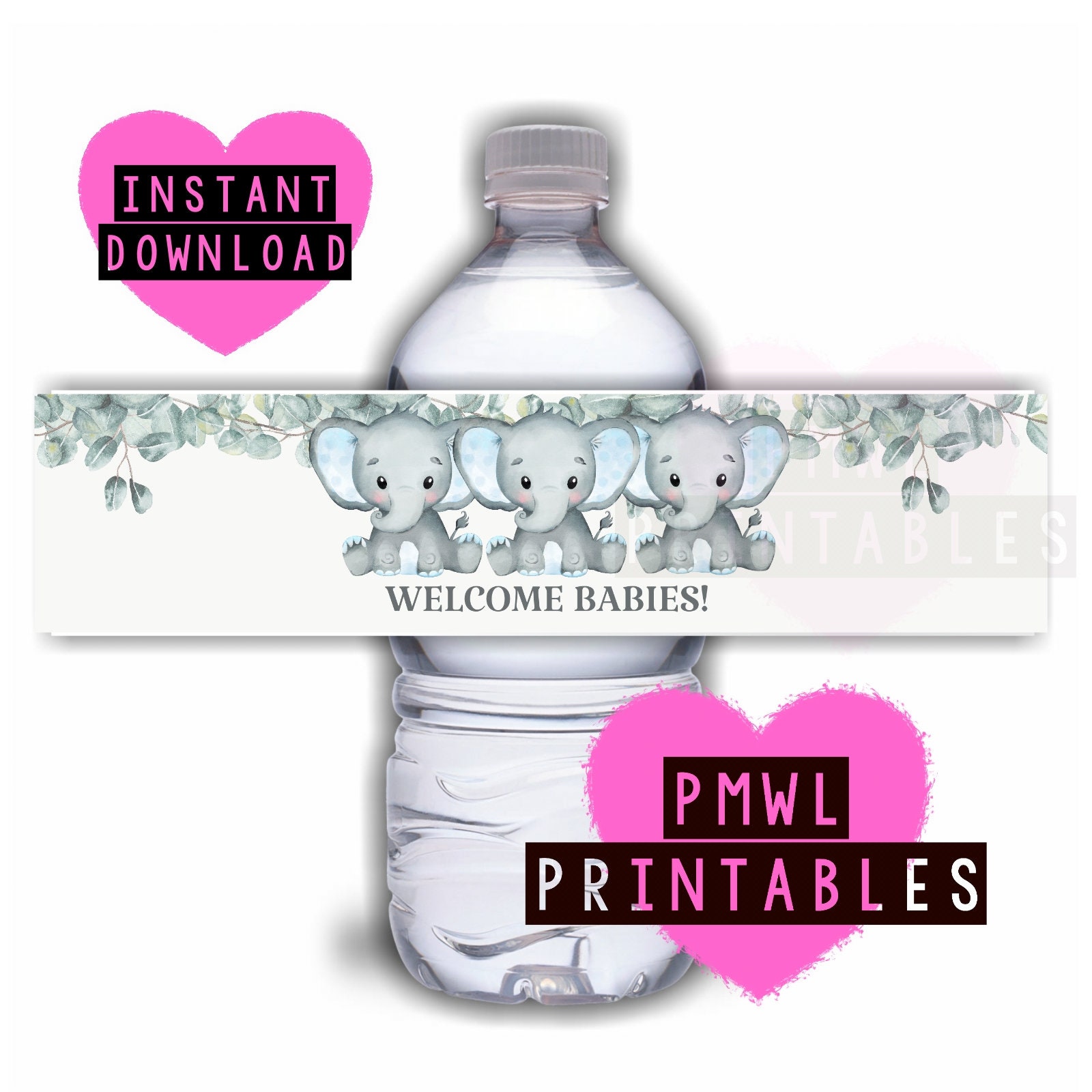 Triplets Baby Shower Water Bottle Label Baby Boys - Etsy