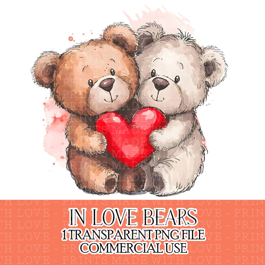 Valentine's Day Clipart Cute Bears Couple Love Sublimation Design Card ...