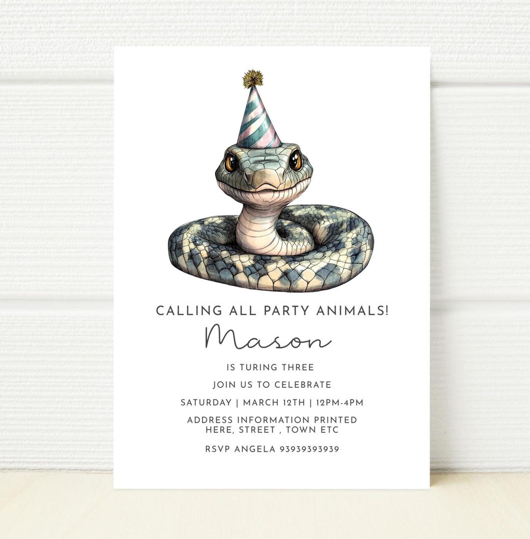 Snake Birthday Invitation, Reptile Party (digital Download) - Etsy