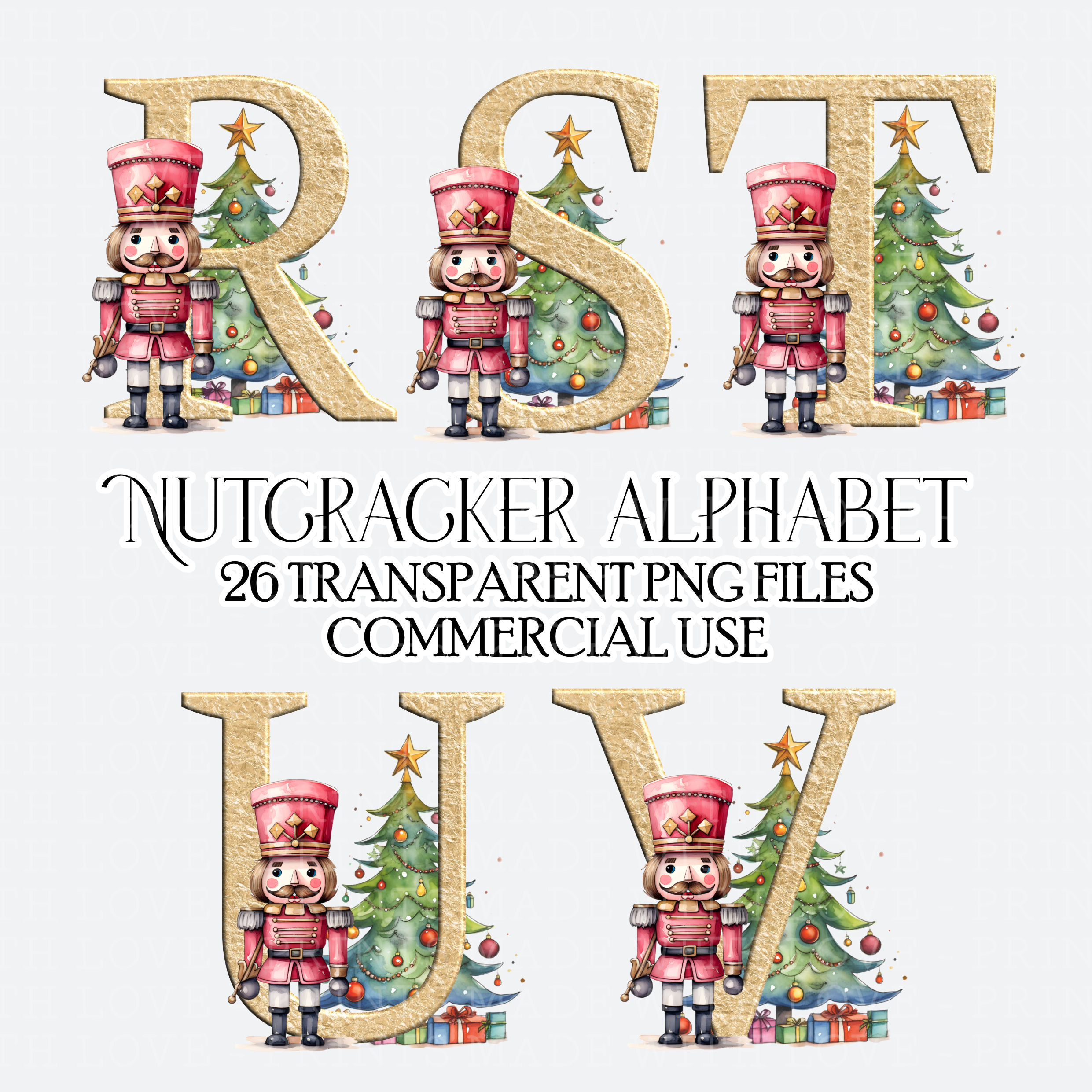 Christmas Nutcracker Alphabet Digital Files Festive Card - Etsy