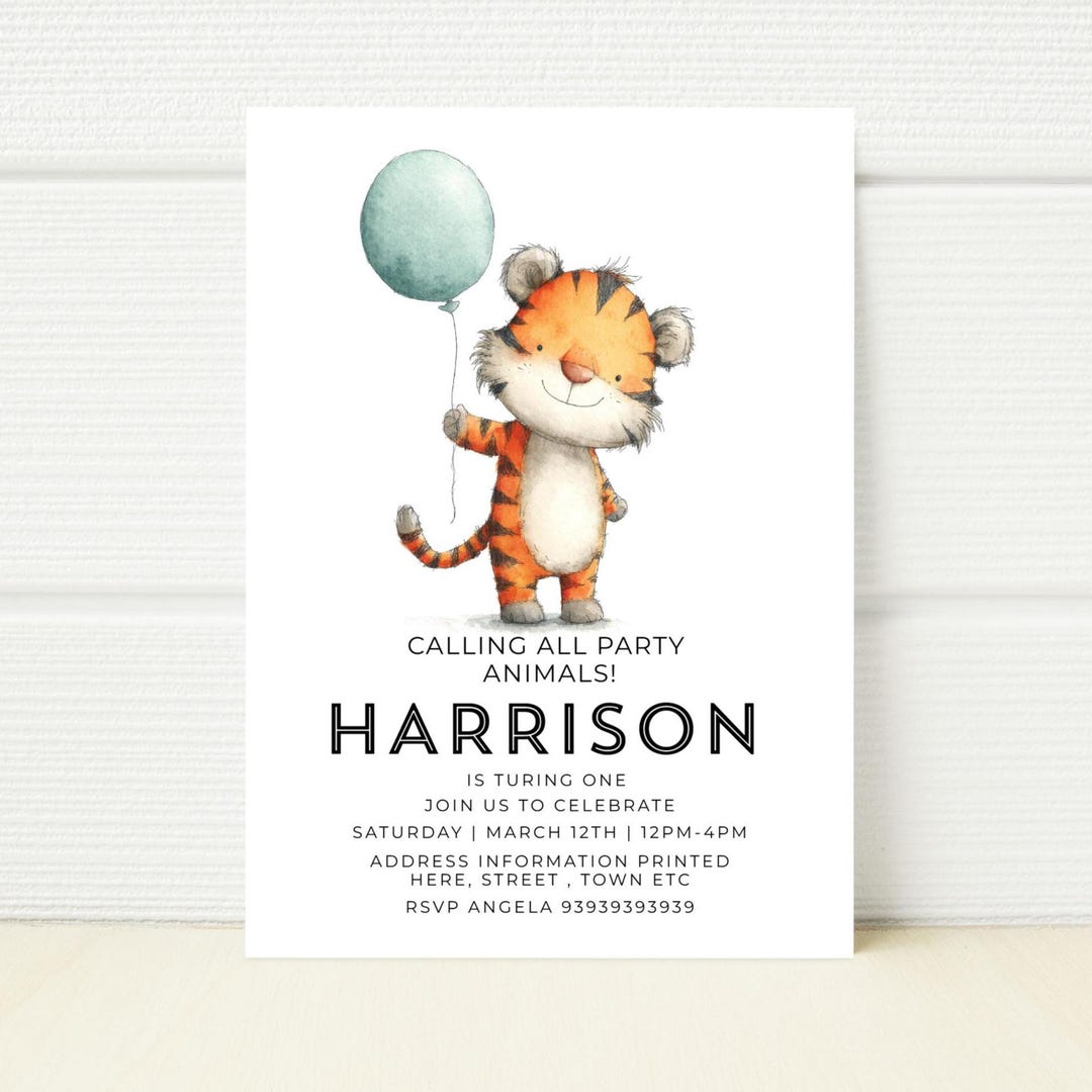 Tiger Birthday Party Invitation, Wild One (digital Download) - Etsy