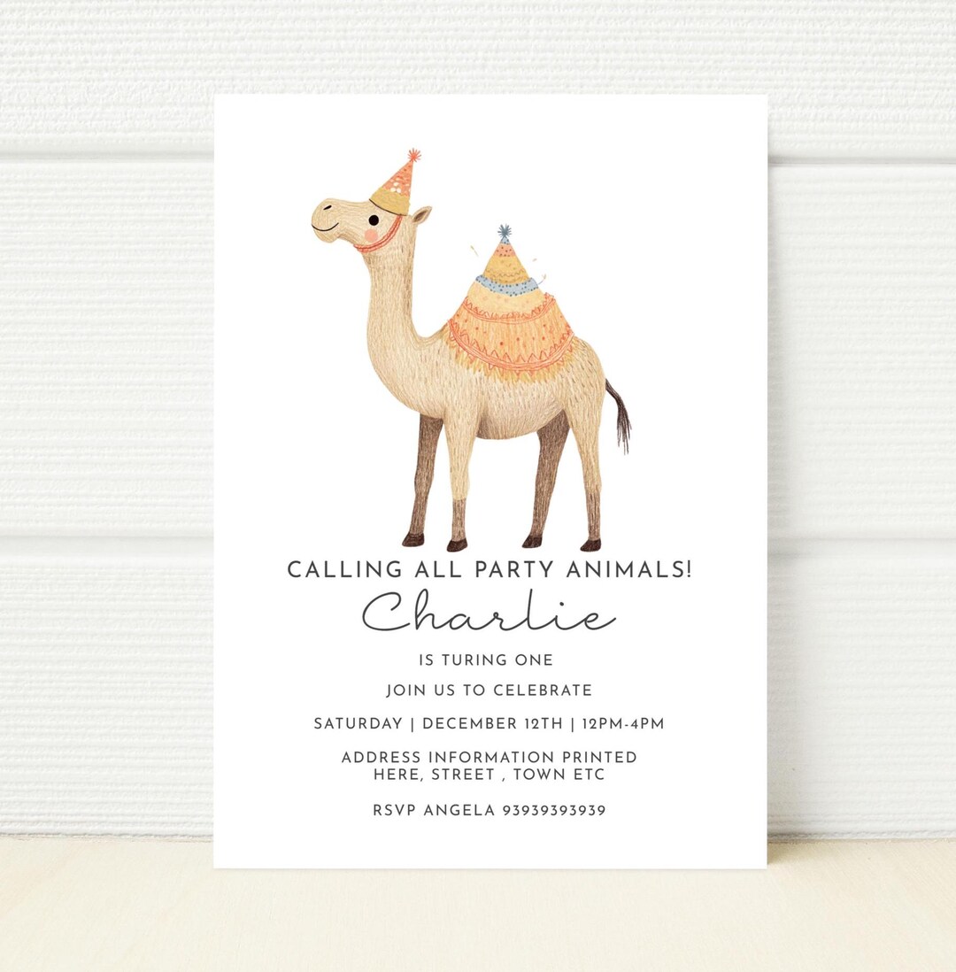 Camel Birthday Party Editable Invitation Printable Template Safari ...