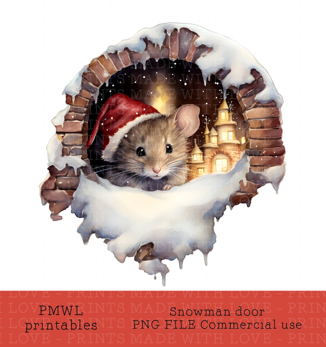 Christmas Snow Mouse Hole Clipart Festive Christmas Crafts Sublimation ...