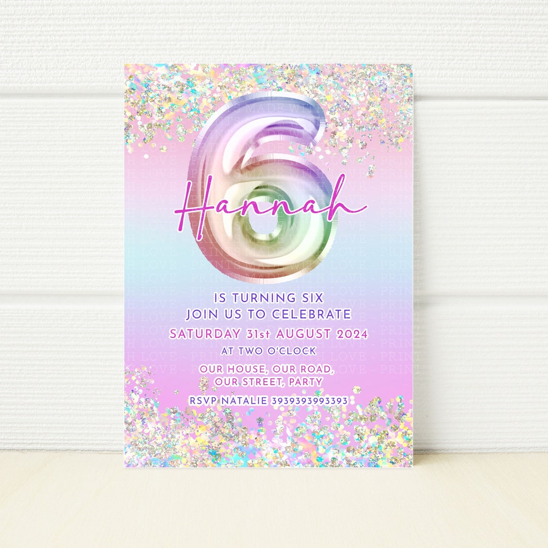 Editable 6th Birthday Party Invitation Printable Template Digital ...