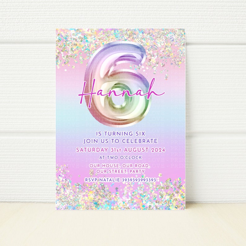 Editable 6th Birthday Party Invitation Printable Template Digital ...
