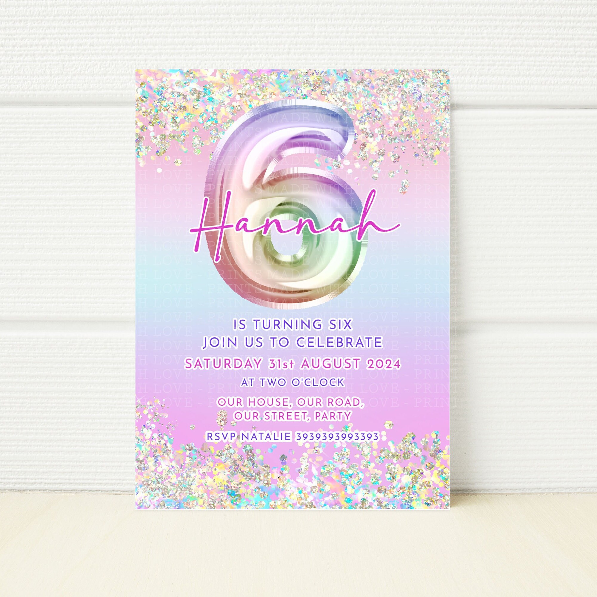 Editable 6th Birthday Party Invitation Printable Template Digital ...