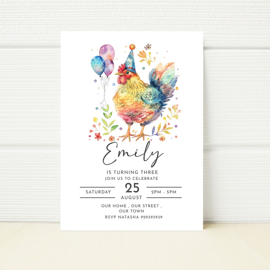Chicken Birthday Party Invitation Down on the Farm Party Editable ...