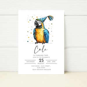 Editable Parrot Birthday Invitation, Cute Kawaii Party (digital) - Etsy