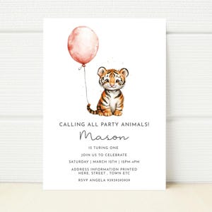 Tiger Red Wild Birthday Party Invitation Invite Girls Boys Birthday ...