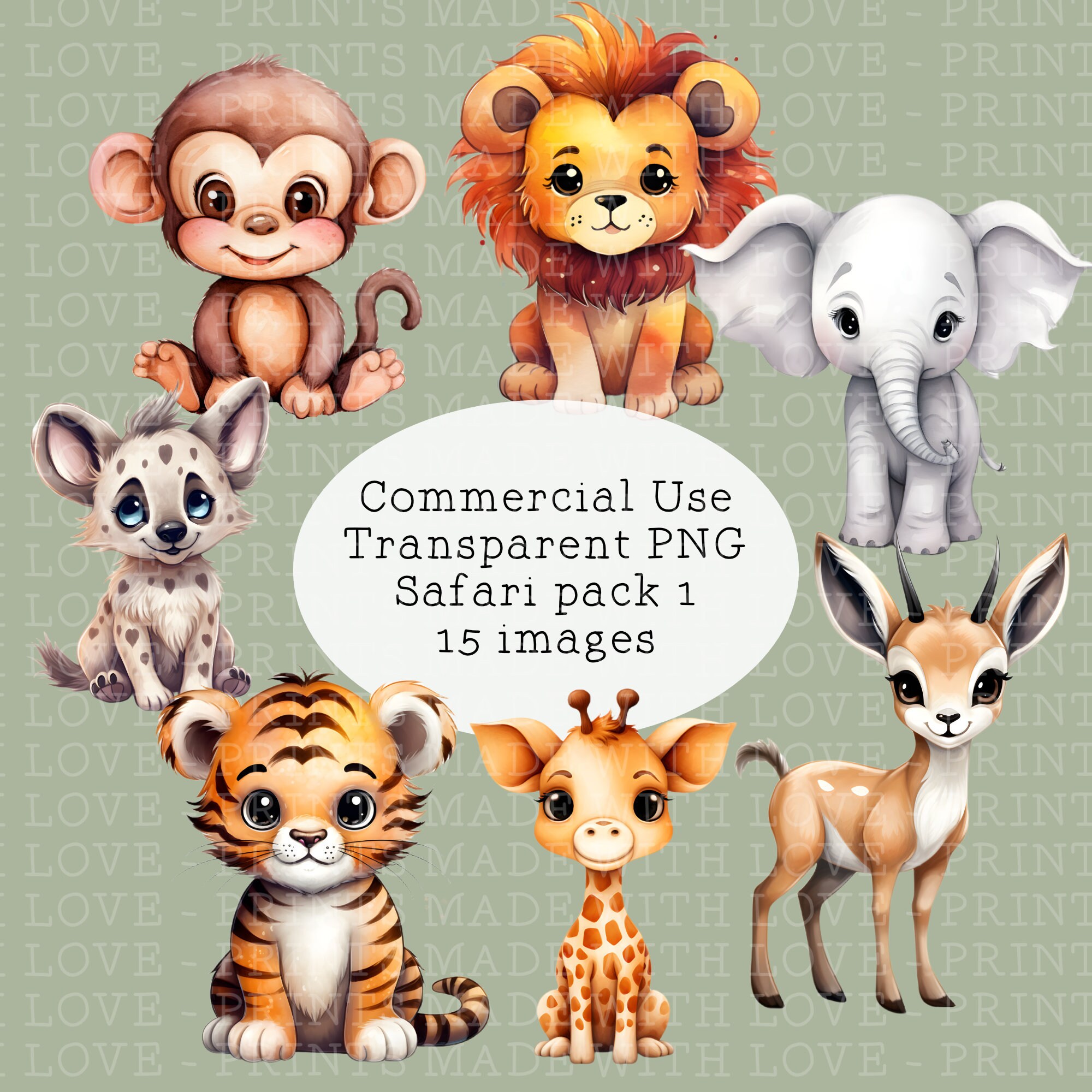 Baby Safari Animals Clipart Pack 15 Png Images Jungle Animals Small ...