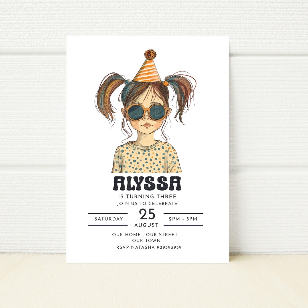 Editable Party Girl Birthday Party Invitation Template Invite Editable ...