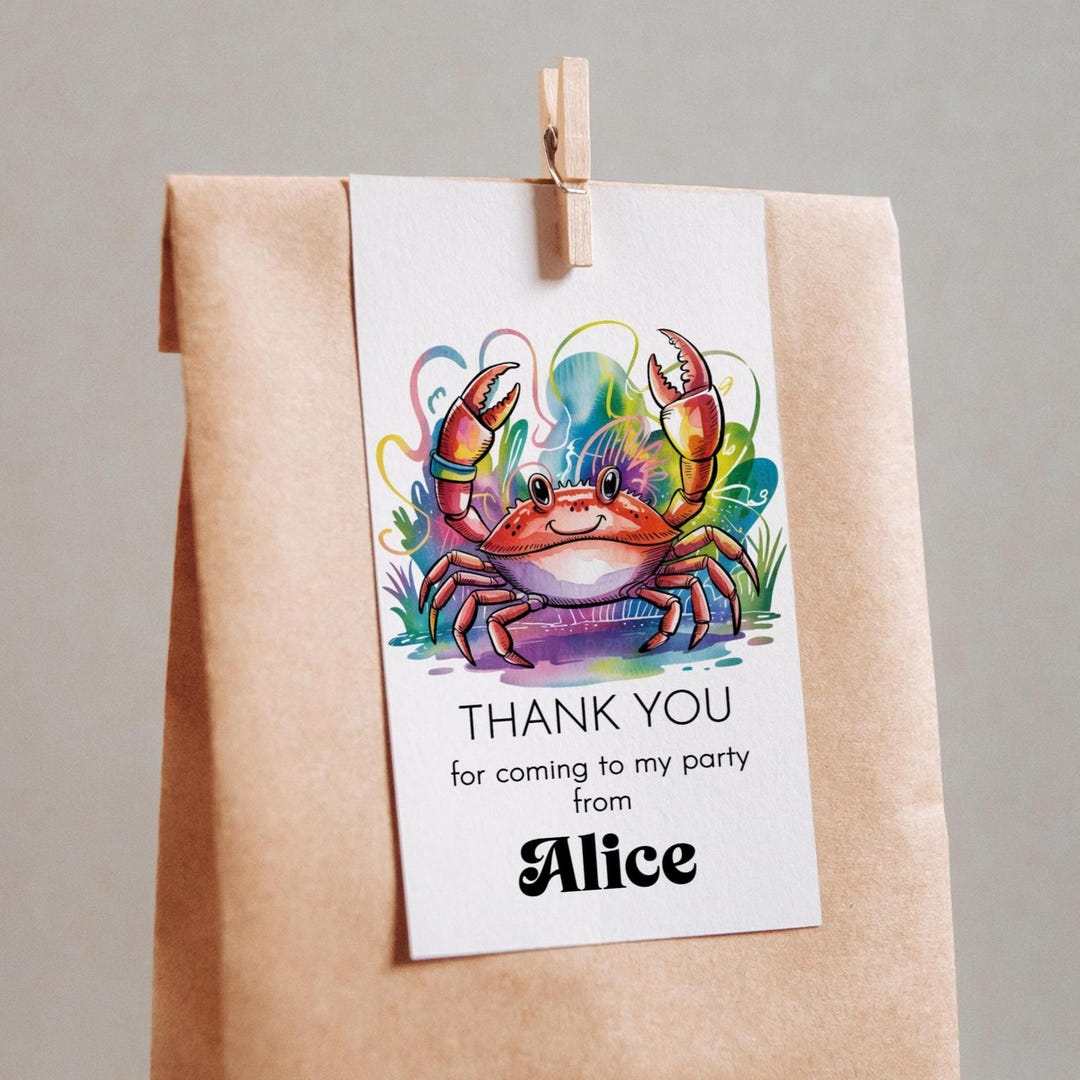 Party Crab Rave Disco Birthday Party Thank You for Coming Gift Favour ...