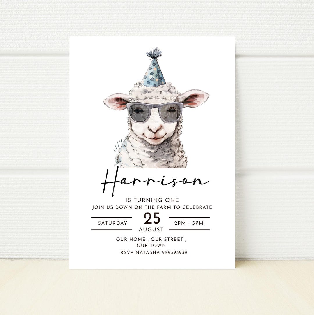 Editable Sheep Birthday Invitation Down on the Farm Party Printable ...