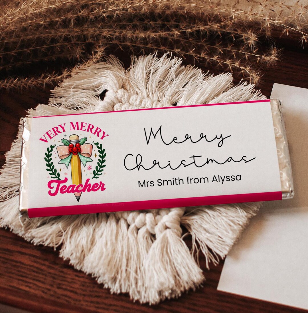 Editable Teacher Christmas Candy Bar Wrapper Printable Template ...