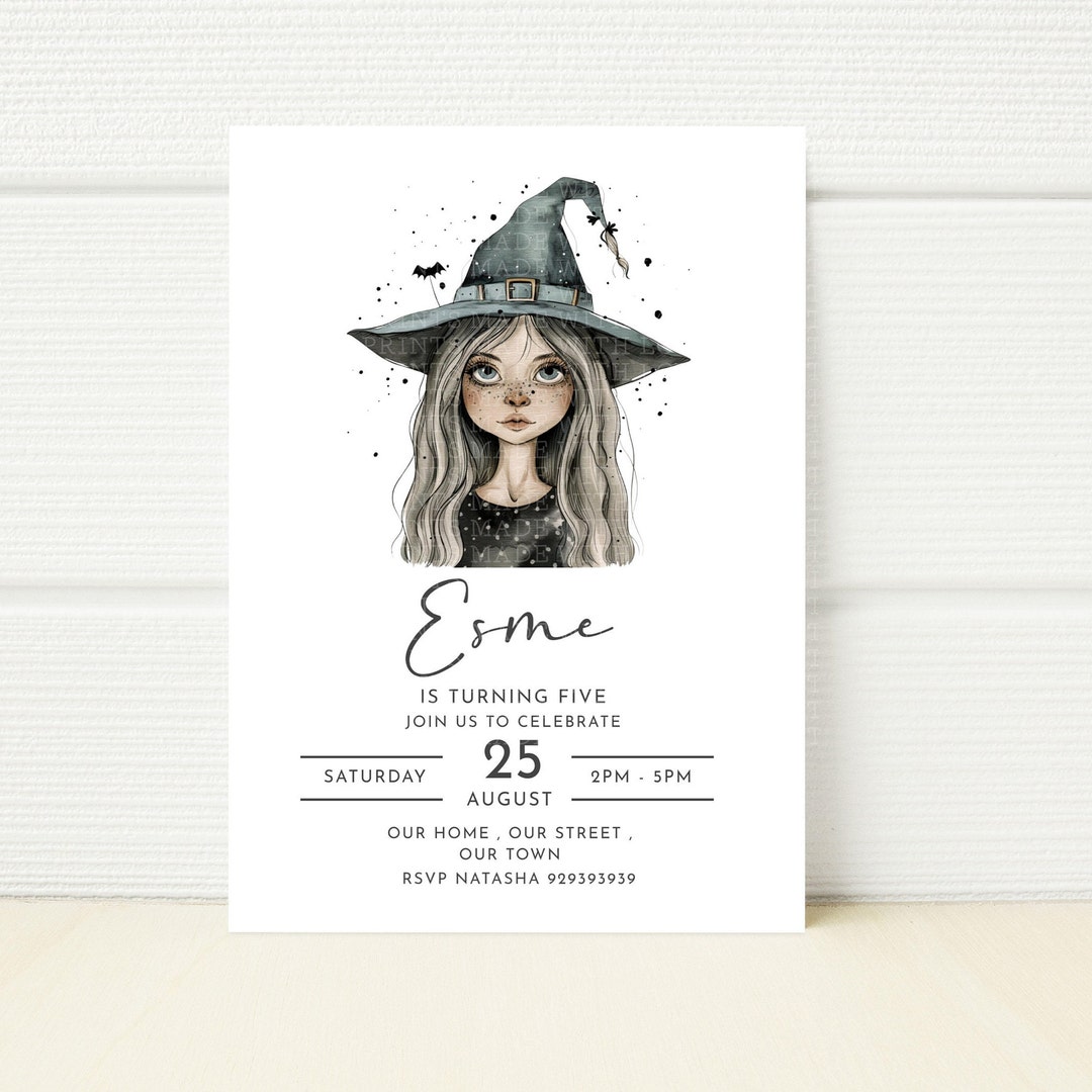 Editable Little Witch Birthday Party Invitation Editable Invite ...