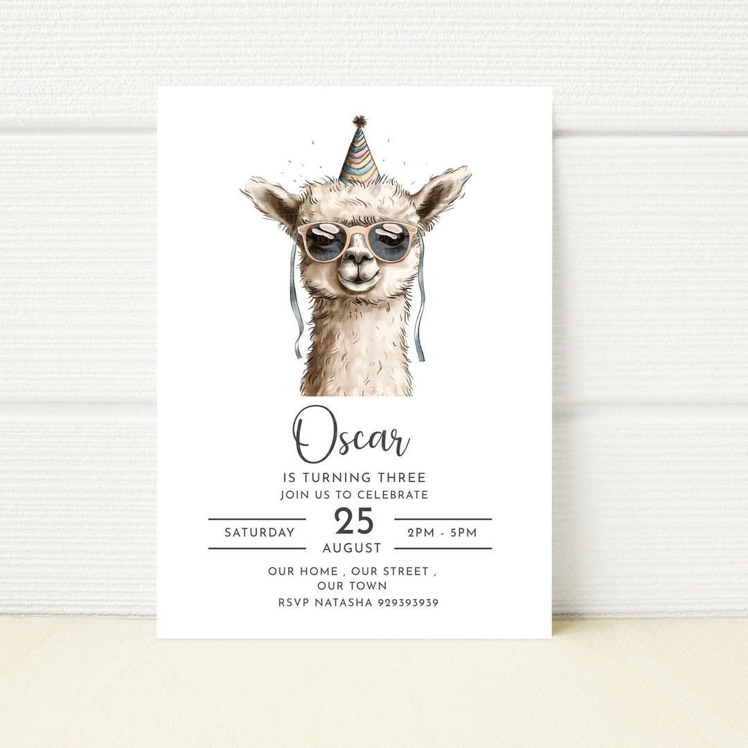 Alpaca Walk Birthday Party Invitation Invite Printable Digital ...