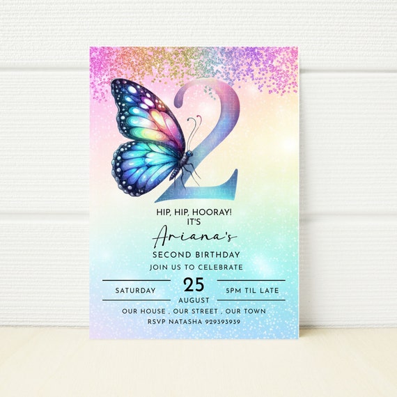 Girls Second Birthday Invite Editable Two Wild Birthday Invitation