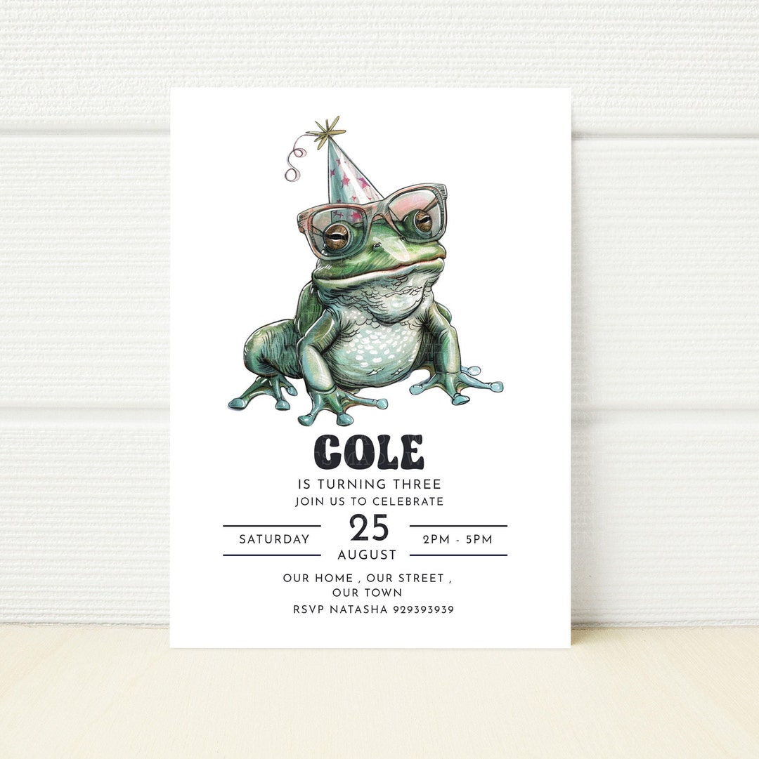 Editable Frog Birthday Party Invite Template Invitation Editable ...